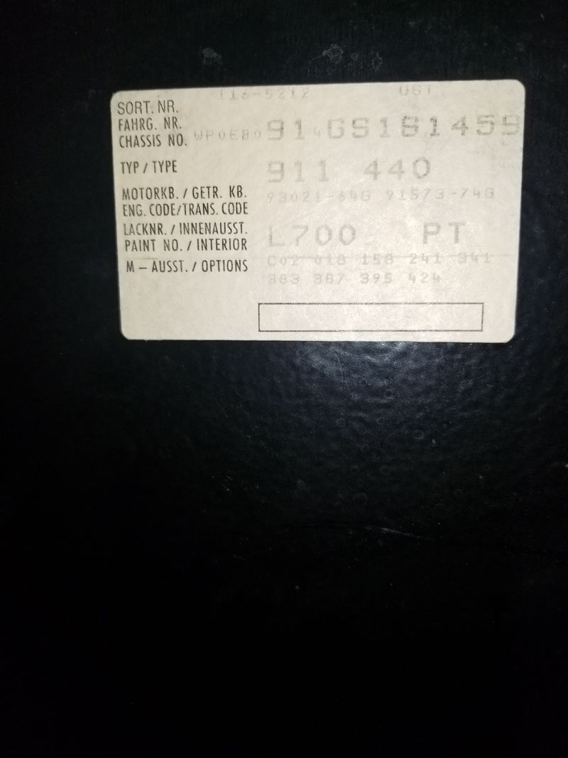 1986 Porsche 911 Interior Code - Pelican Parts Forums