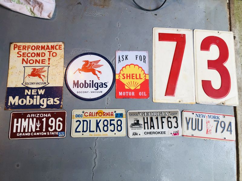 Vintage garage signs and plates lot - real & repro (selling for Charity ...